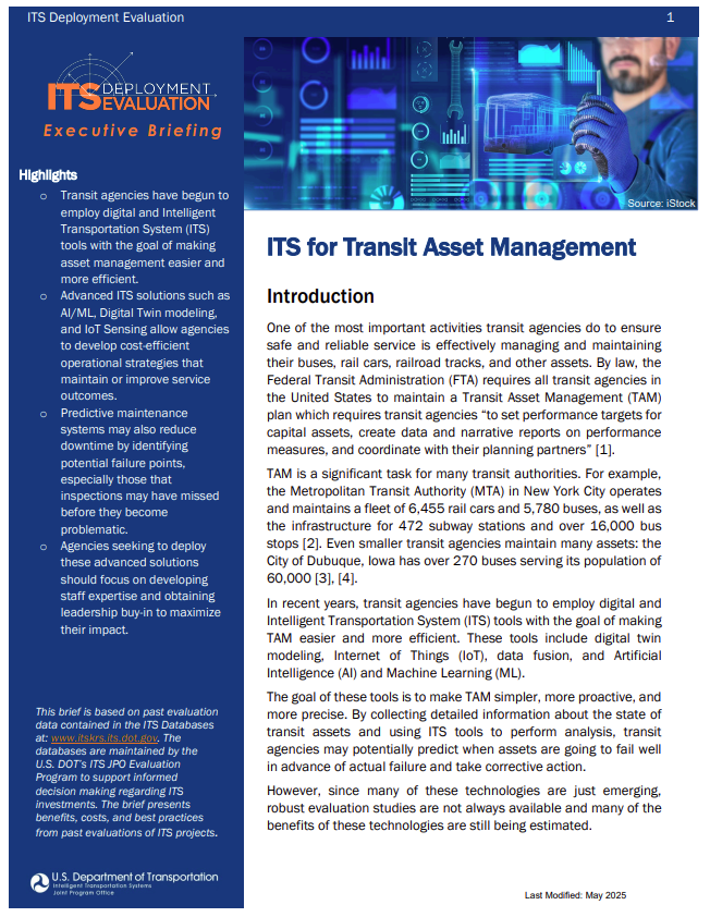 ITS for Transit Asset Management | ITS Deployment Evaluation